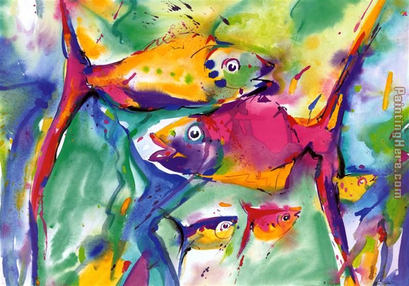 Alfred Gockel Colorful Fish painting anysize 50% off