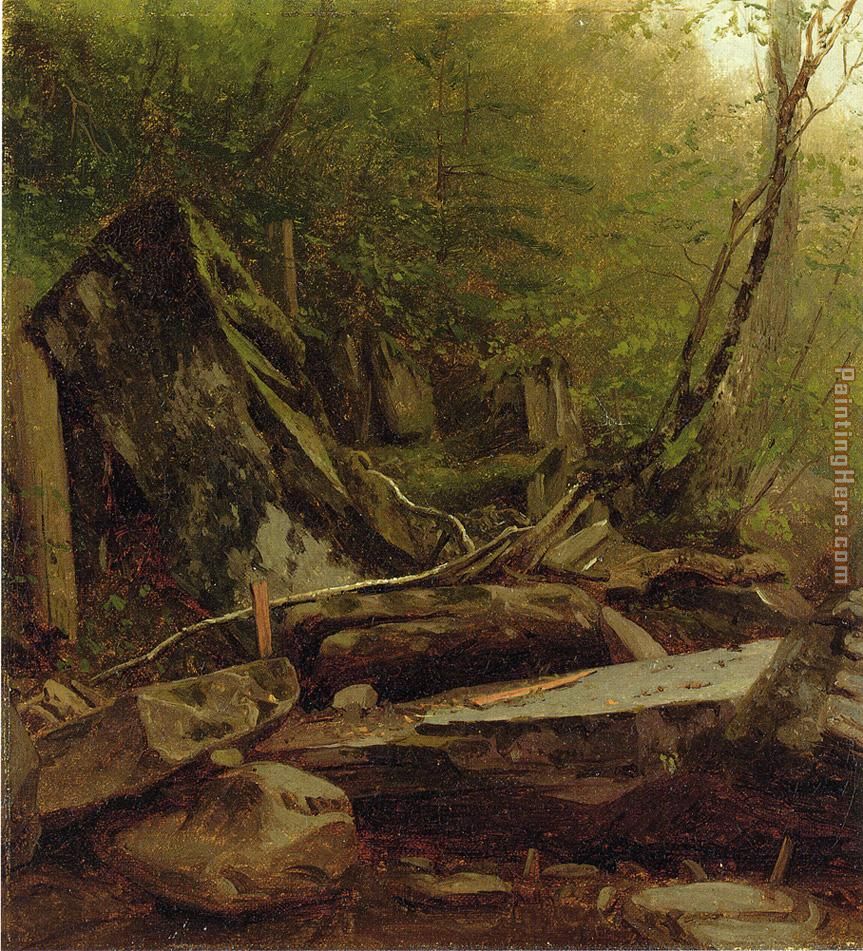 Sanford Robinson Gifford A Study of Rocks at Kauterskill Cove painting ...