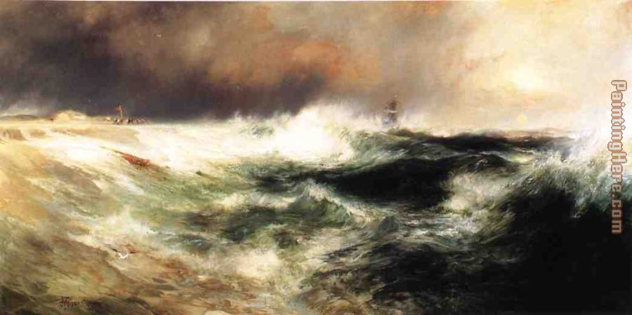 Thomas Moran Stranded Ship on East Hampton Beach painting anysize 50% off