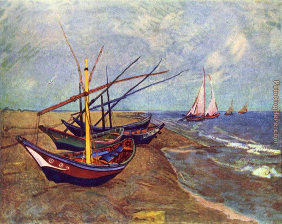 Vincent van Gogh Fishing Boats on the Beach at Saints-Maries painting ...