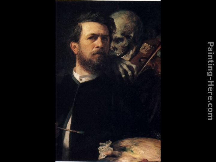 Arnold Bocklin Self Portrait with Death painting anysize 50% off