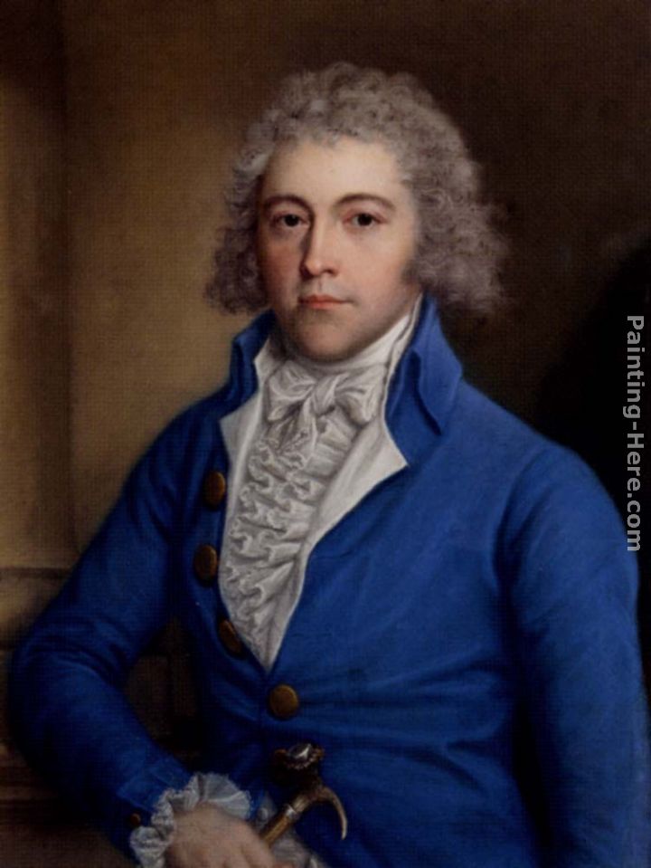 John Russell Portrait of a Gentleman, half-length, in a blue coat ...
