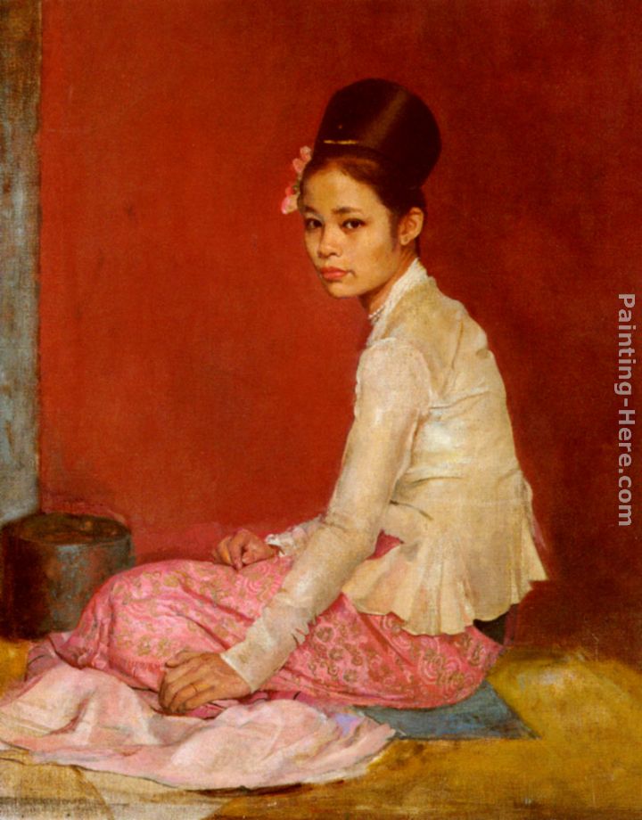 Sir Gerald Kelly Burmese Silk painting anysize 50% off