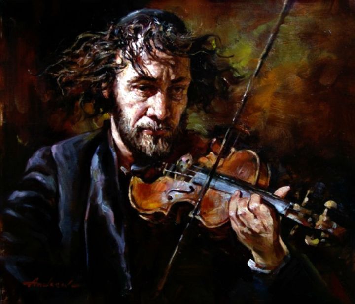 Andrew Atroshenko The Passion of Music Fiddler painting anysize 50% off
