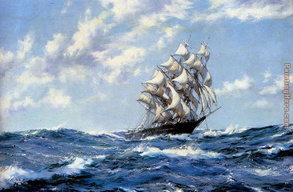 Montague Dawson The Clipper Ship Blue Jacket On Choppy Seas painting ...